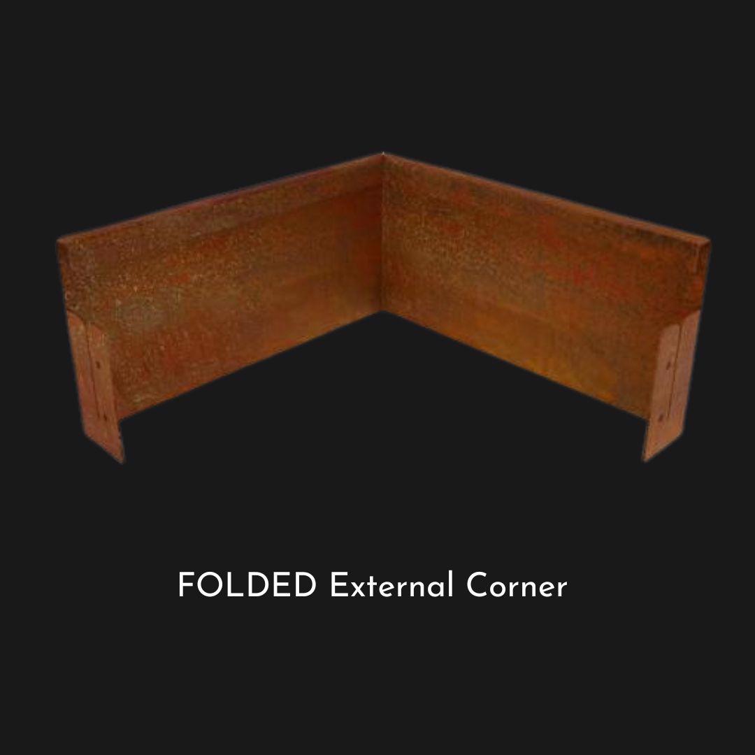 Corten Steel Edging Folded External Corner - Garden Decor